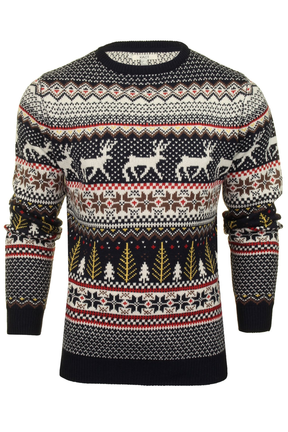 Xact Christmas/ Xmas Jumper 'Lapland' with Tree & Reindeer Fairisle Pa ...